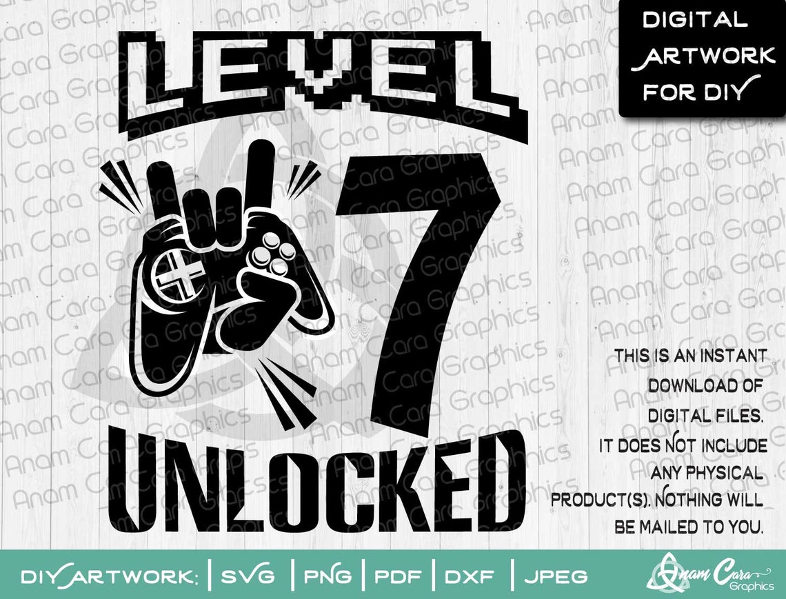 SVG Level 7 Unlocked Cut or Print DIY Art 7th Seventh Video | Etsy