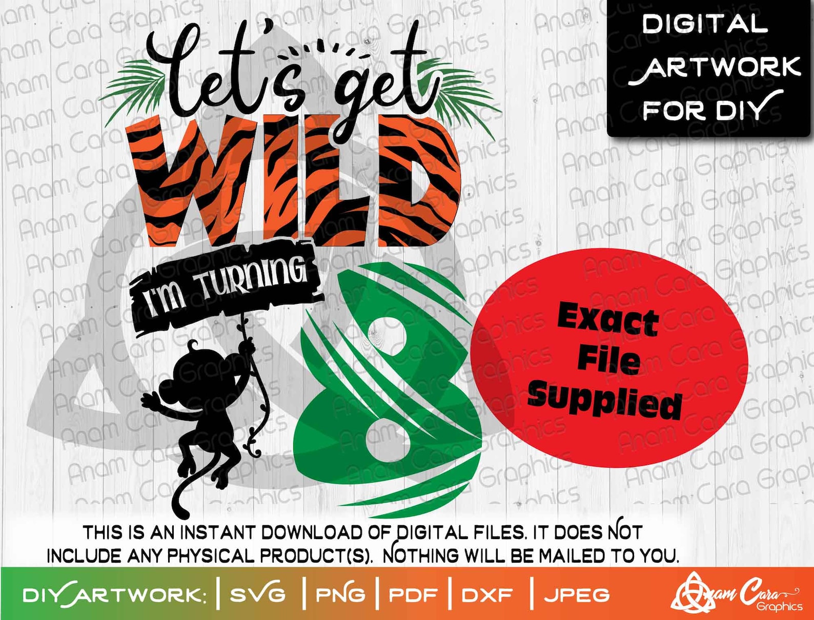 Let's Get Wild I'm Turning 8 cut or Print Diyart - Etsy