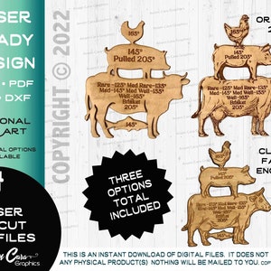 Meat Temperature Guide Laser Ready Cut File - Two Designs | Fahrenheit ...
