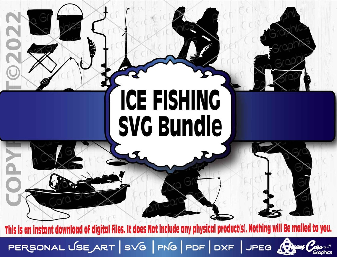 Ice Fishing SVG Bundle Digital Designs Cut or Print Winter | Etsy