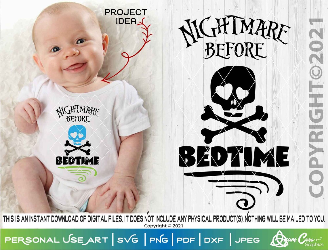 Nightmare Before Bedtime | Cut or Print DIY Art for Onesie® Funny Baby ...
