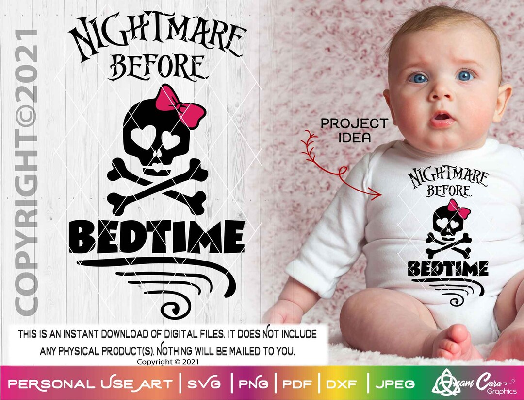 Nightmare Before Bedtime | SVG Cut or Print DIY Art Funny Sassy Cute ...
