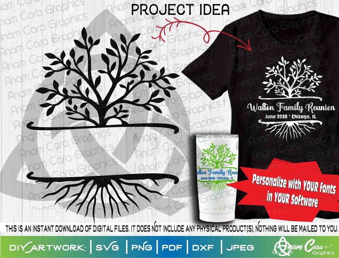 Family Tree Split Template cut or Print DIY Art YOU Add Your Own Words ...