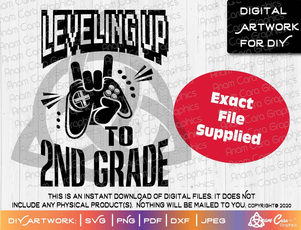 Leveling up to 2nd Grade SVG Cut or Print Diyart 2nd Grade - Etsy