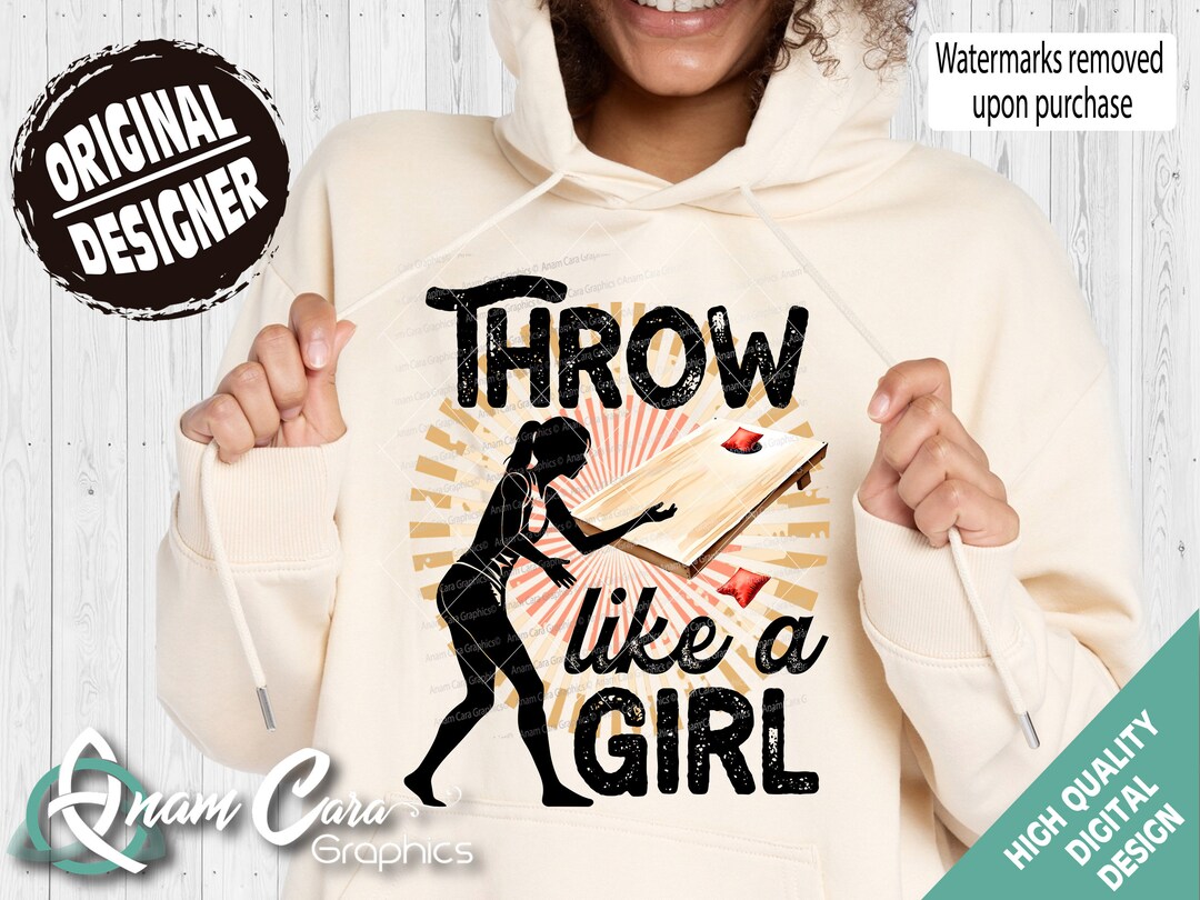 Throw Like a Girl Cornhole | Full Color PNG DTF Sublimation Print Art ...