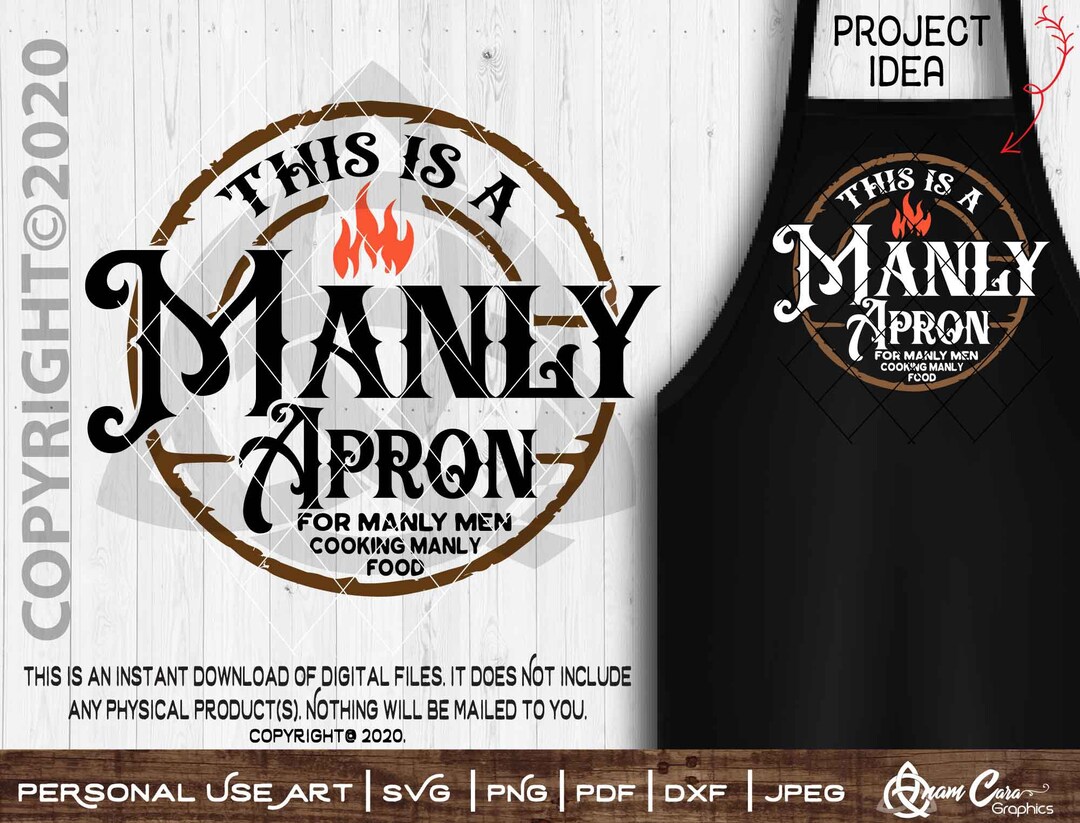 This is A Manly Apron 02 SVG Cut or Print Diyart Fun BBQ Pit Master ...