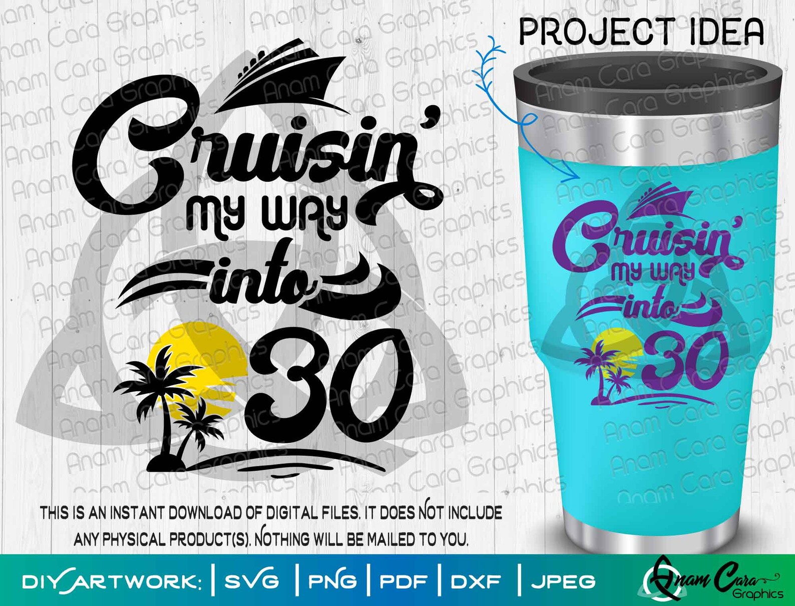 Cruisin' My Way Into 30 cut or Print Diyart Birthday - Etsy