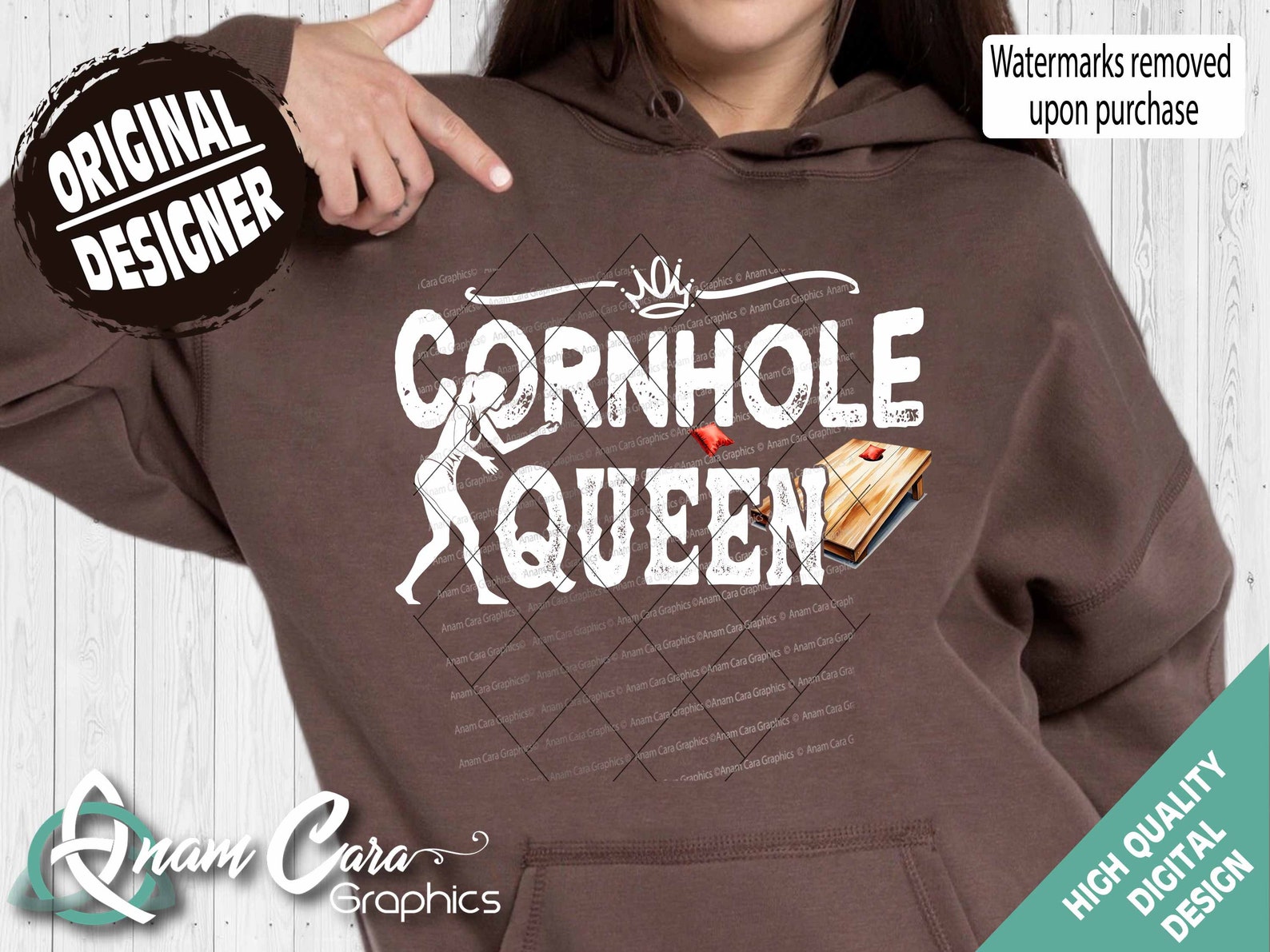 Cornhole Queen - Horizontal | Full Color PNG DTF Sublimation Print Art ...