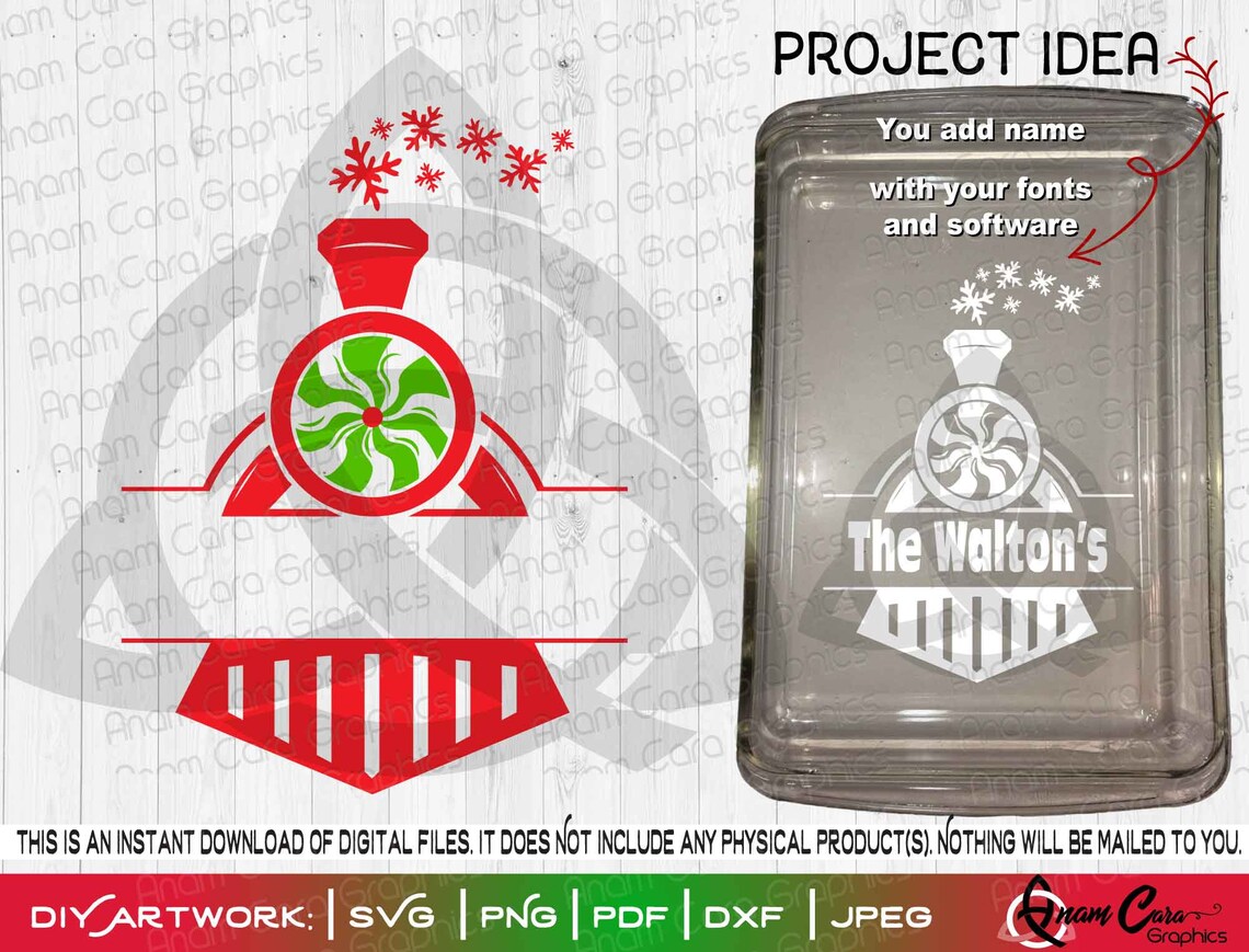 Christmas Train Split Monogram SVG Cut or Print Diyart YOU - Etsy