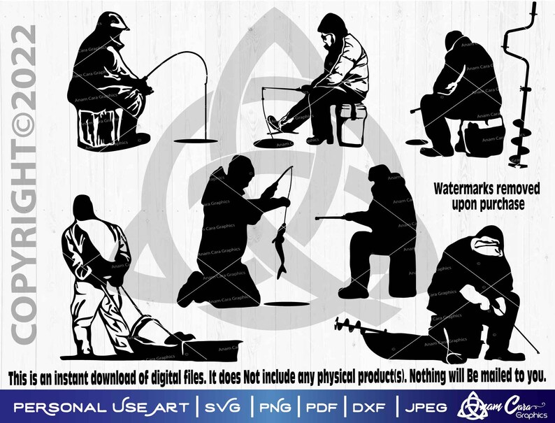 Ice Fishing SVG Bundle 02 Digital Designs Cut or Print | Etsy