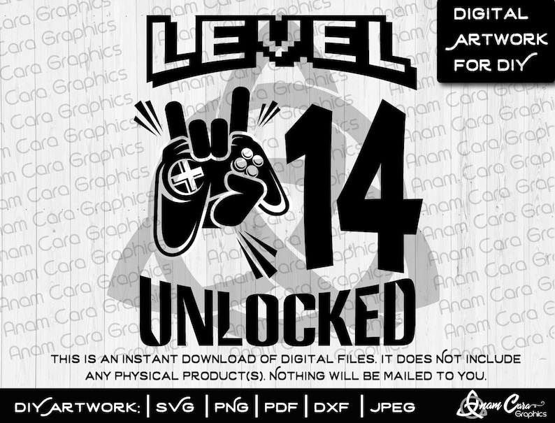 Level 14 Unlocked SVG Cut or Print DIY Art 14th Fourteen - Etsy