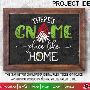 There's Gnome Place Like Home SVG Cut or Print Diyart Cute Gnome ...