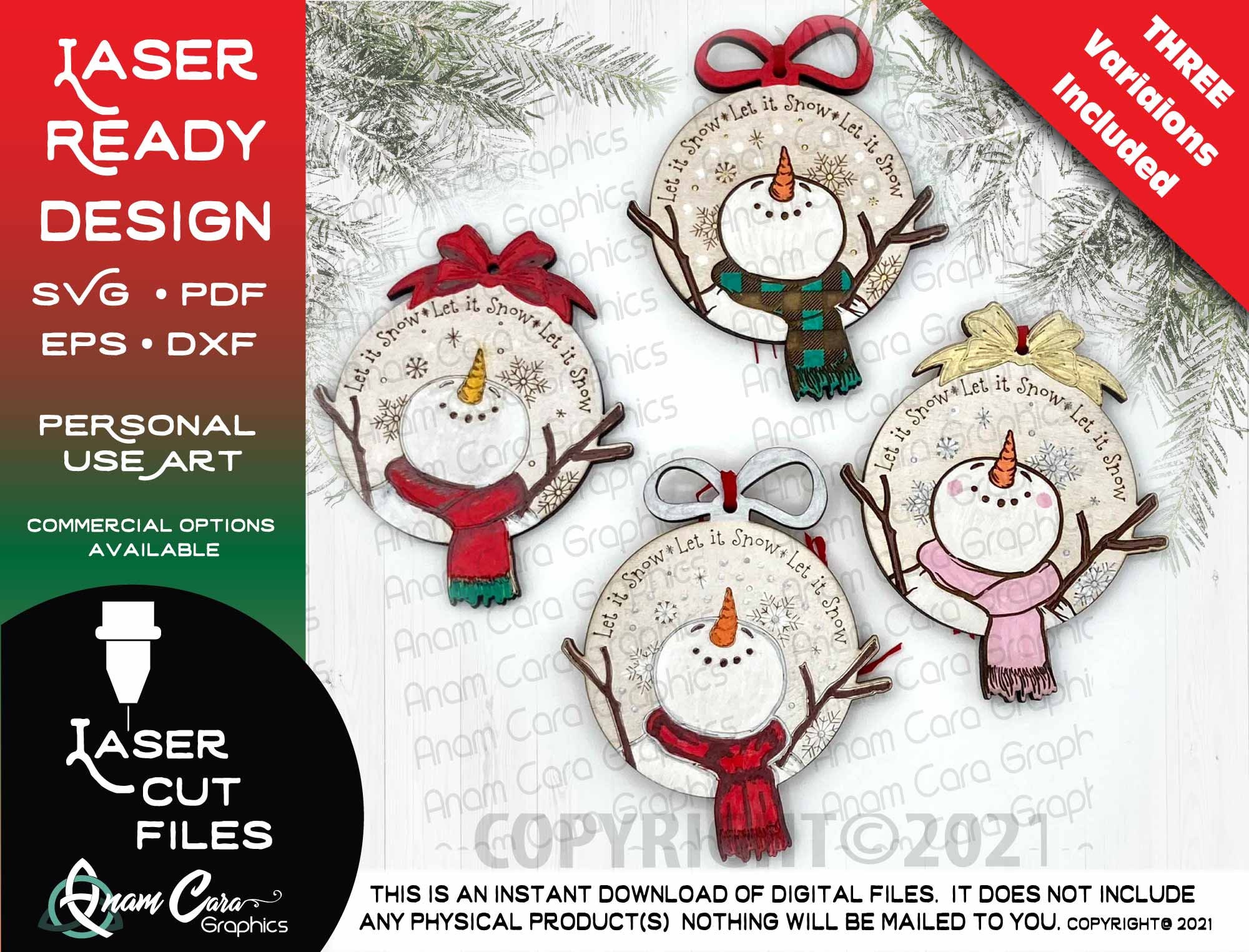 Let It Snow Snowman Looking up Fun Fast Laser Cut Digital | Etsy