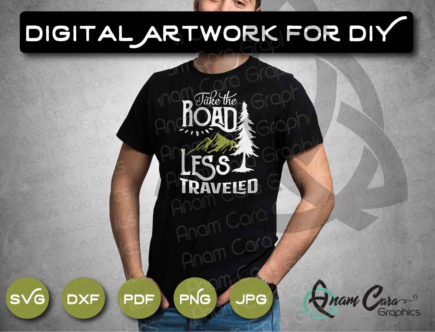 Take the Road Less Traveled SVG Cut OR Print DIY Art Boho - Etsy