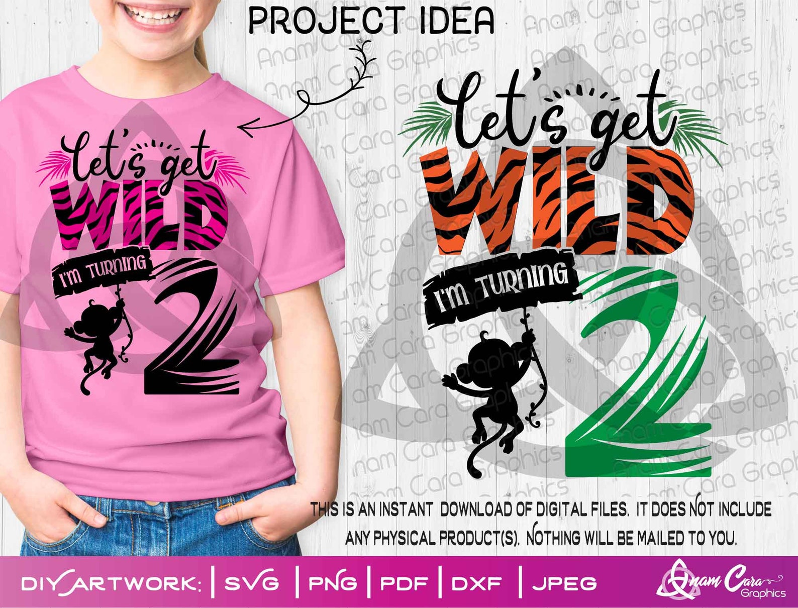 Let's Get Wild I'm Turning 2 Cut or Print Diyart - Etsy