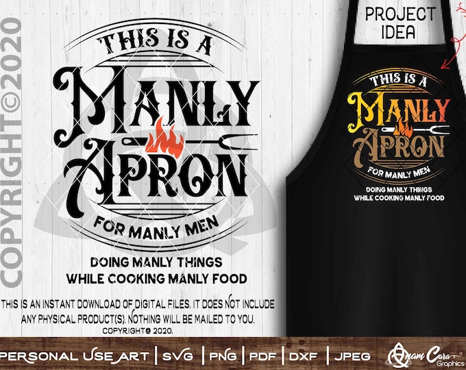 This is A Manly Apron 01 SVG Cut or Print Diyart Fun BBQ Pit - Etsy