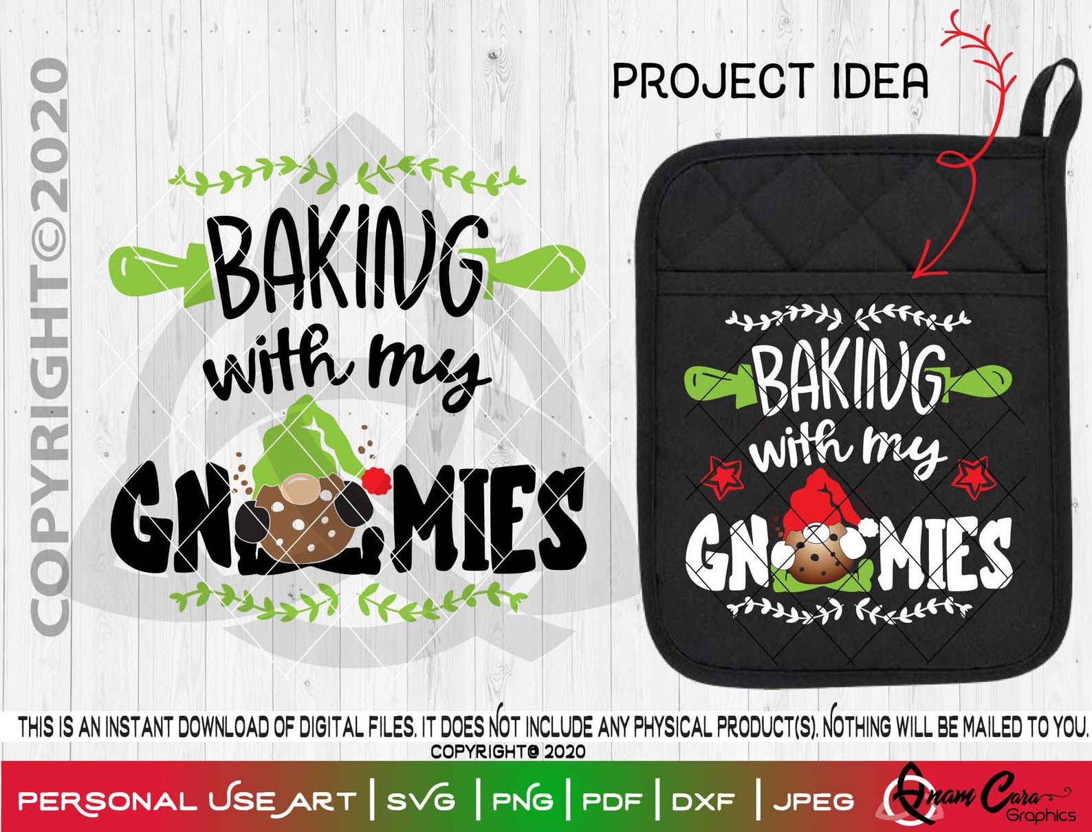 Baking With My Gnomies SVG Cut or Print Diyart Gnome Apron - Etsy