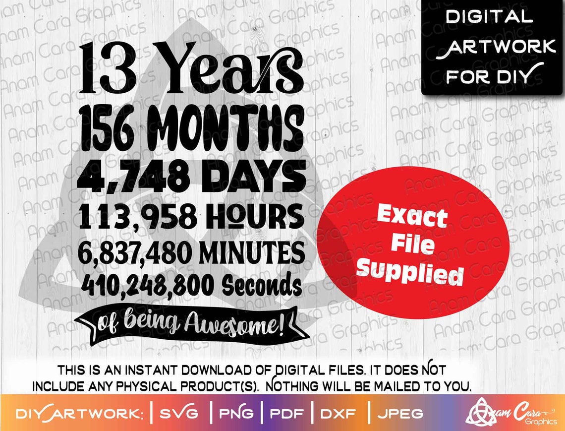 13 Years of Being Awesome cut or Print Diyart Thirteen 13th - Etsy