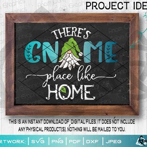 There's Gnome Place Like Home SVG Cut or Print Diyart Cute Gnome ...