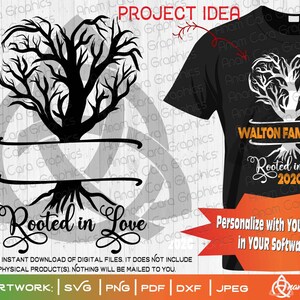 Rooted in Love Family Tree Split Template cut or Print DIY Art YOU Add ...