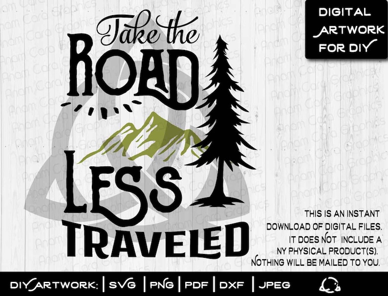 Take the Road Less Traveled SVG Cut OR Print DIY Art Boho - Etsy