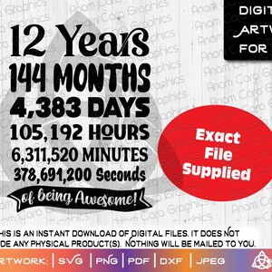 12 Years of Being Awesome cut or Print Diyart Twelfth I'm Turning ...