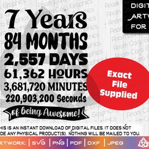 7 Years of Being Awesome cut or Print Diyart Seventh 7th - Etsy