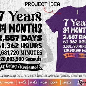 7 Years of Being Awesome cut or Print Diyart Seventh 7th - Etsy