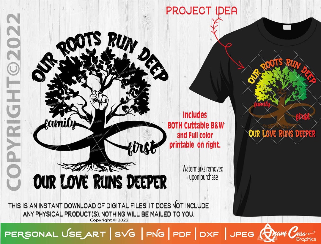 Our Roots Run Deep, Our Love Runs Deeper Family First |2 Designs Included-svg Cut or 4c Print ...