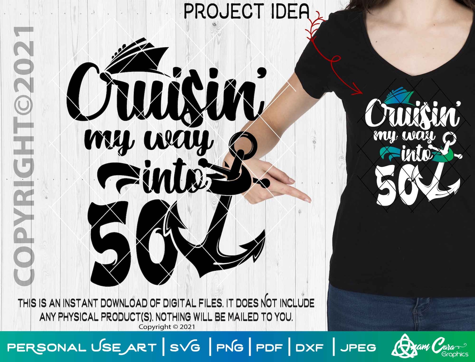 Cruisin' My Way Into 50_02 | SVG Cut or Print Diyart Birthday Cruise ...