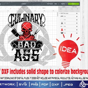Culinary Bad Ass Skull cutorprint DIY Art Chef Cool Smoke BBQ Master ...