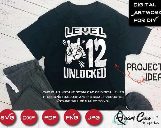 Level 12 Unlocked SVG Cut or Print Diyart 12th Twelfth Video - Etsy