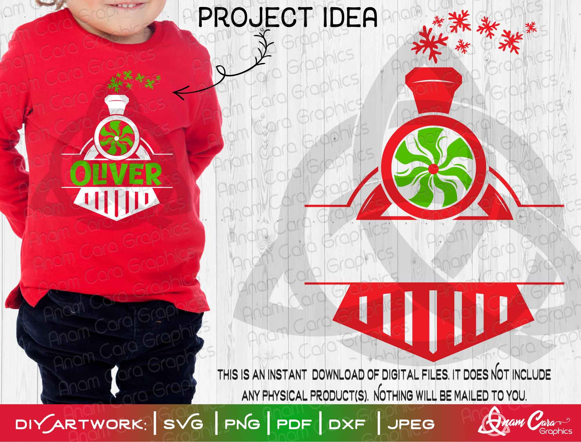 Christmas Train Split Monogram SVG Cut or Print DIYArt YOU | Etsy