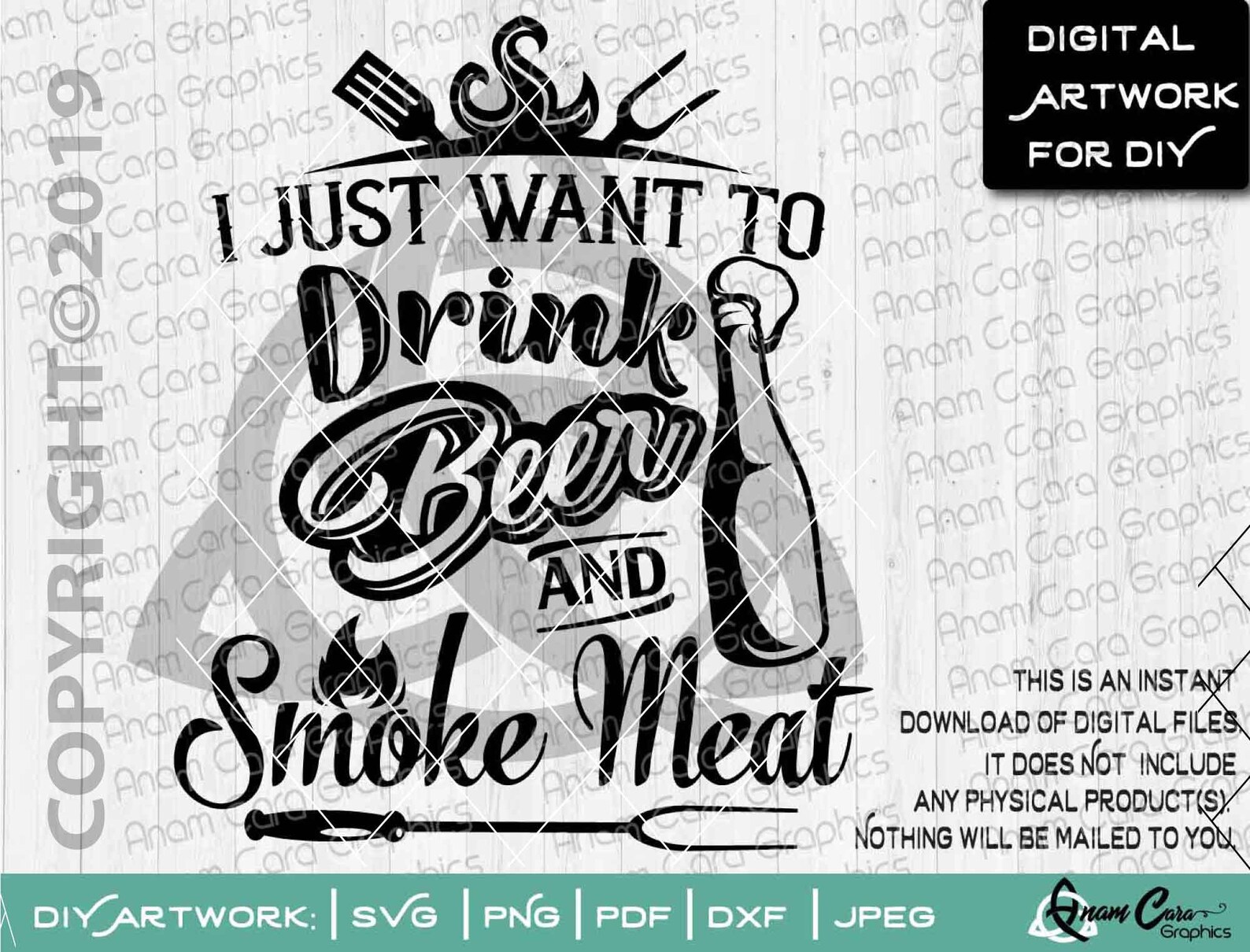 I Just Want to Drink Beer and Smoke Meat SVG Cut or Print - Etsy