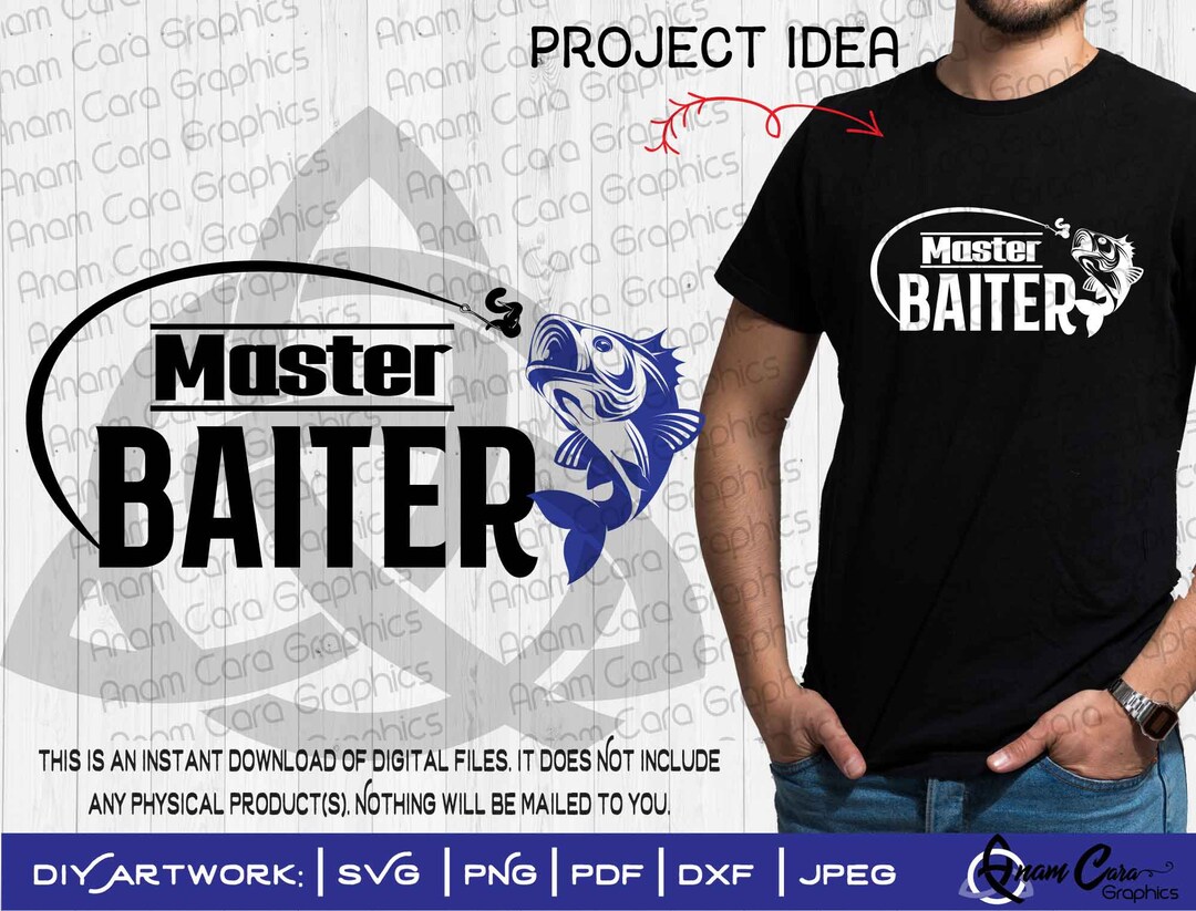 Master Baiter W Bass SVG Cut or Print DIY Artwork for Funny Raunchy ...