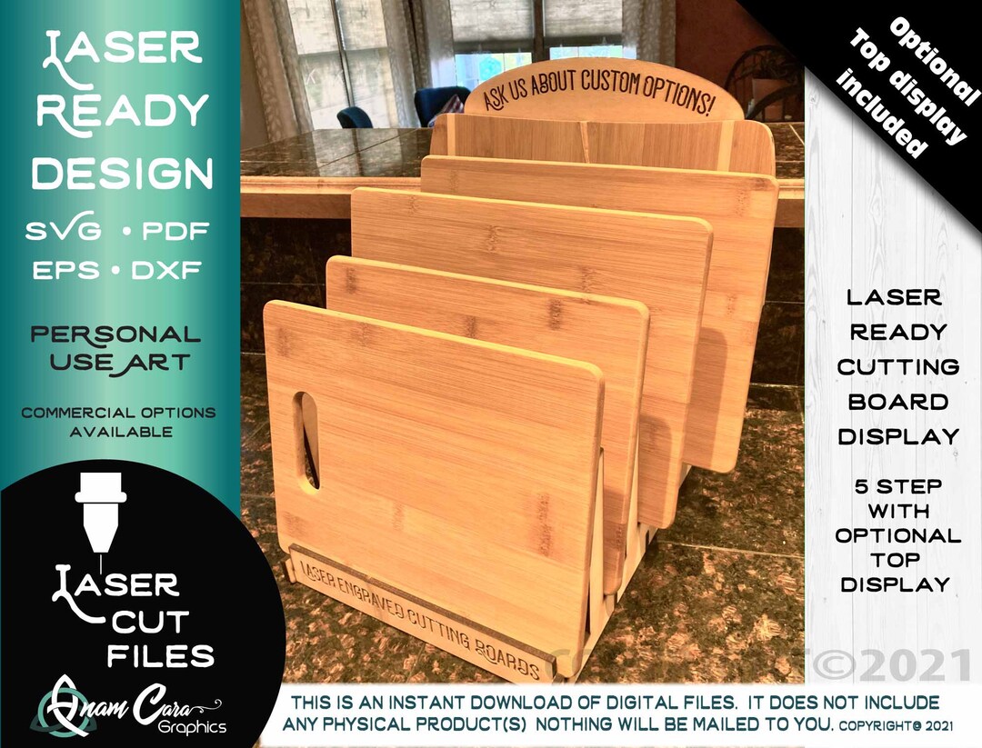 Cutting Board Display Laser Ready Engrave Cut File With Optional Topper ...