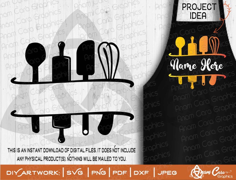 Baking Tools Open Split Monogram SVG Cut or Print DIY Art | Etsy