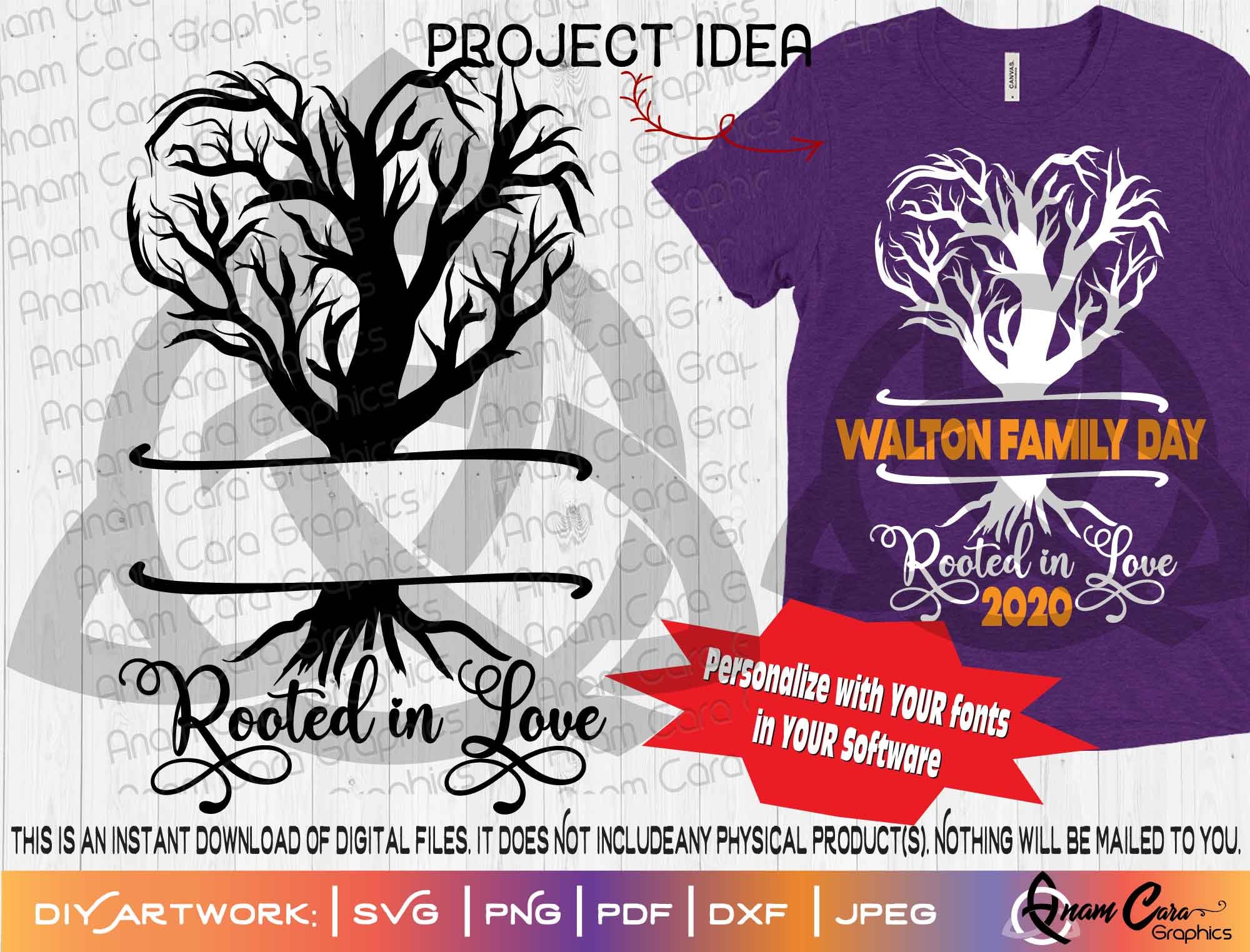 Rooted in Love Family Tree Split Template cut or Print DIY | Etsy