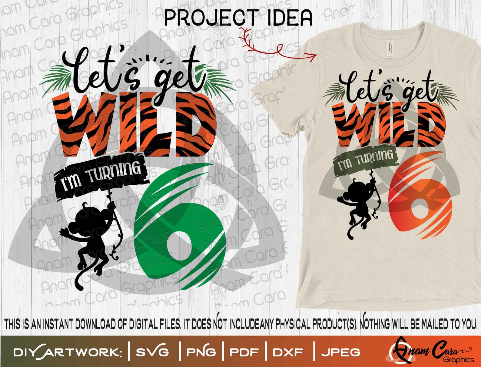 Let's Get Wild I'm Turning 6 Cut or Print DIYArt | Etsy