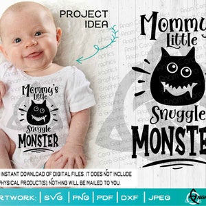 Mommy's or Mummy's Little Snuggle Monster Cut or Print DIY Art for ...