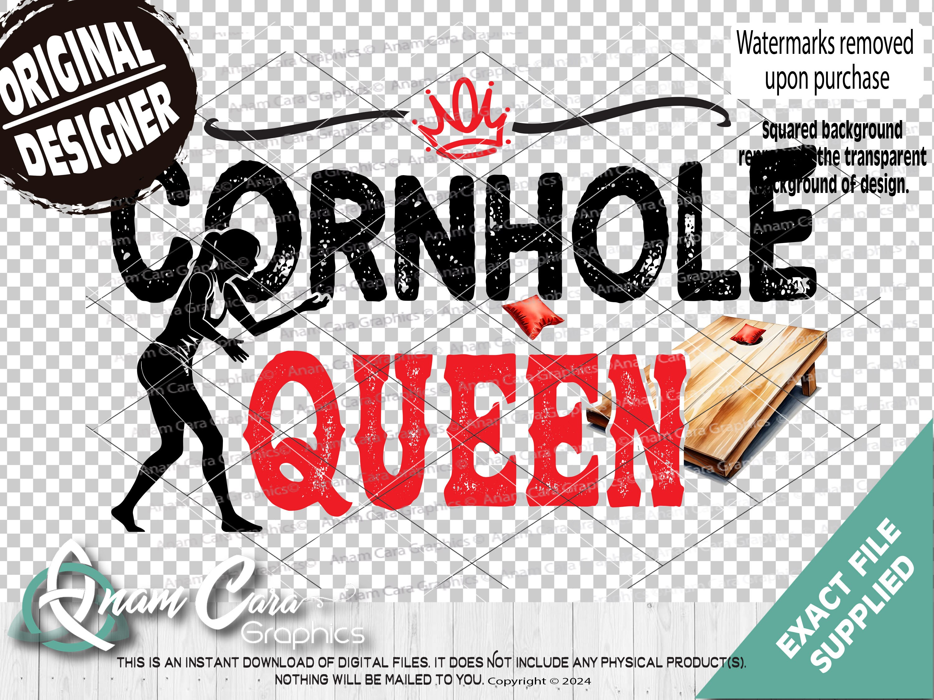 Cornhole Queen - Horizontal | Full Color PNG DTF Sublimation Print Art ...