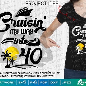 Cruisin' My Way Into 40 cut or Print Diyart Birthday Cruise Family ...