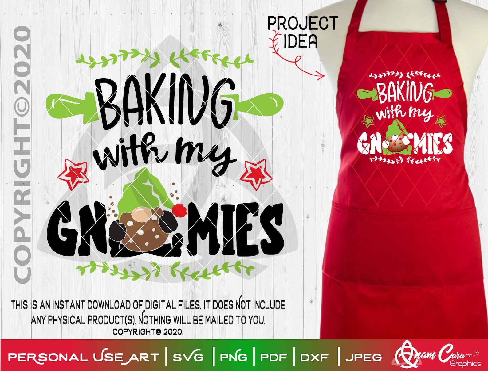 Baking With My Gnomies SVG Cut or Print Diyart Gnome Apron - Etsy