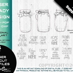 Mason Jar Kitchen Magnets and Home Quotes | Laser Ready Engrave Cut ...