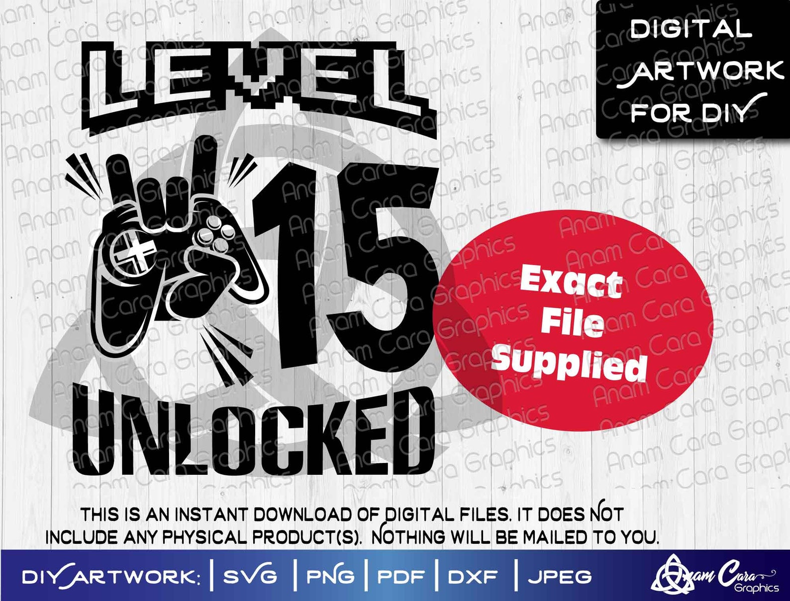 Level 15 Unlocked SVG Cut or Print DIYArt 15th Fifteenth | Etsy