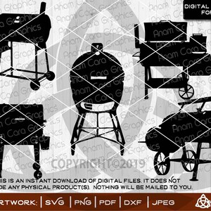 Bundle of 5 Different Smokers| SVG Cut or Print DIY Art| BBQ Grill Beer ...