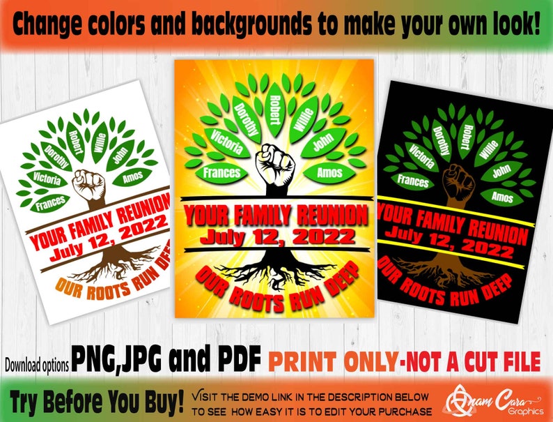 Our Roots Run Deep EDITABLE Print Design Family Reunion - Etsy