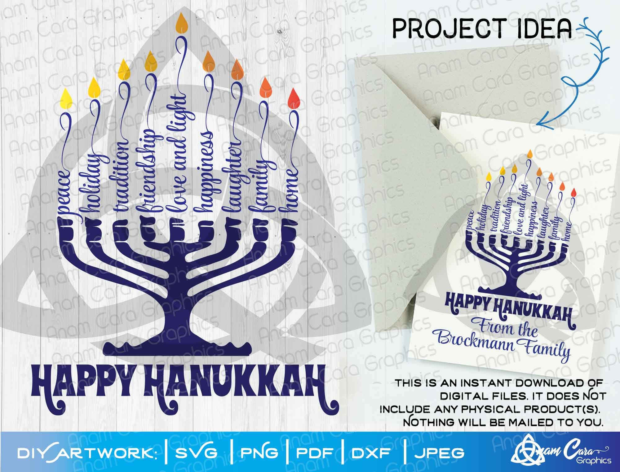 Happy Hanukkah SVG Cut or Print DIY Art Fun Festive Menorah | Etsy