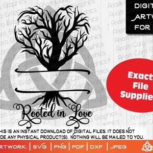Rooted in Love Family Tree Split Template cut or Print DIY Art YOU Add ...