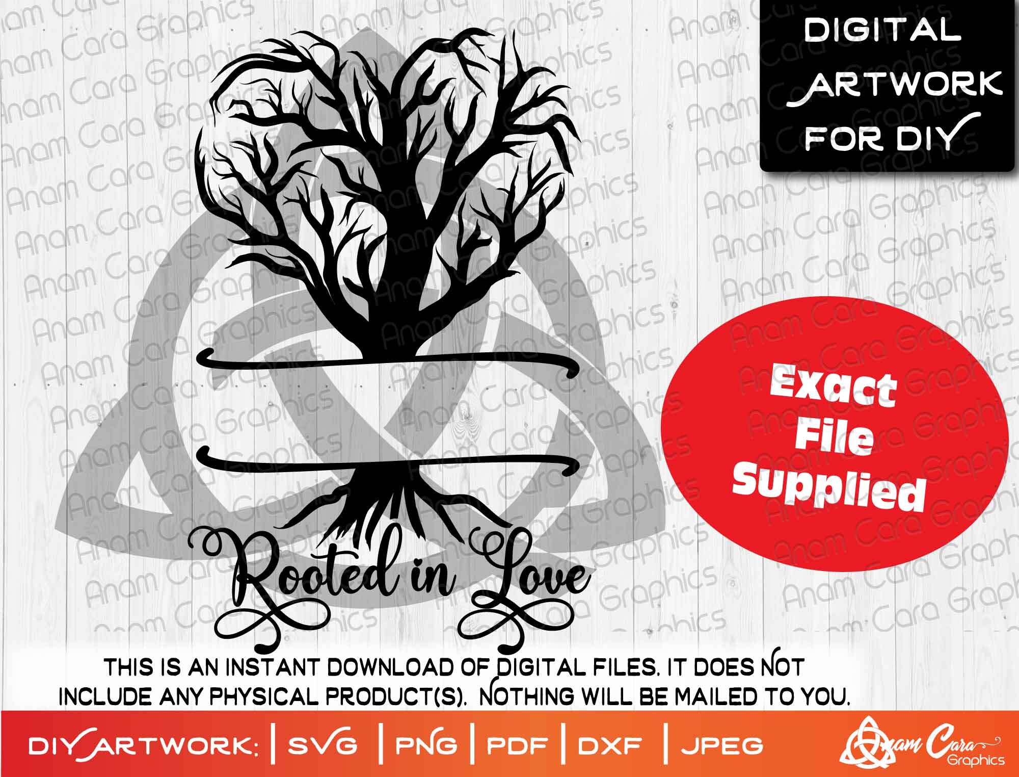 Rooted in Love Family Tree Split Template cut or Print DIY | Etsy